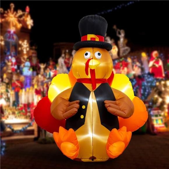 Holiday | 6ft Inflatable Turkey Blow Up Turkey Builtin Led Lights ...